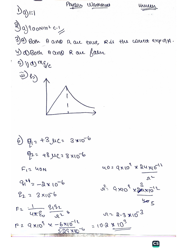 Physics Worksheet 1 | PDF