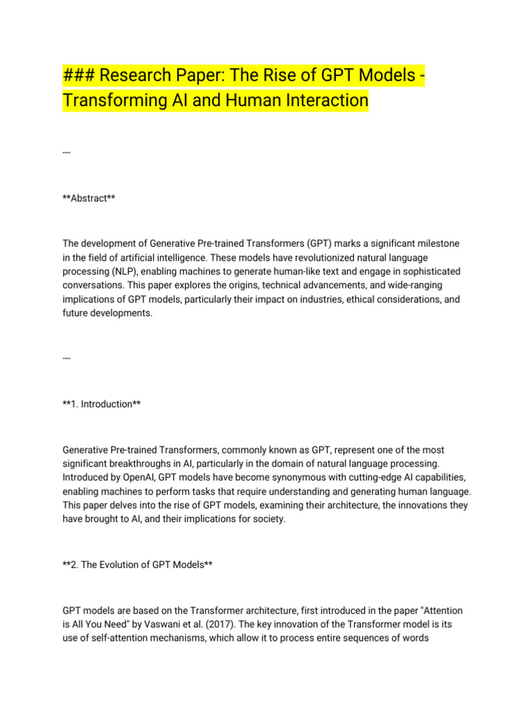 Rise of GPT Models in AI | PDF | Artificial Intelligence | Business