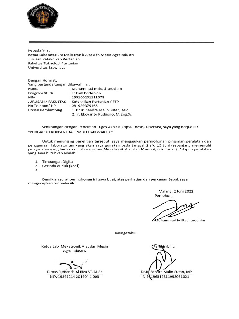 Surat Lab Meka 1 | PDF