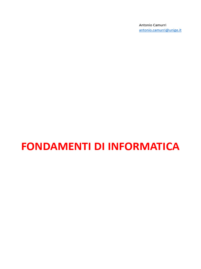 Fondamenti Di Informatica | PDF