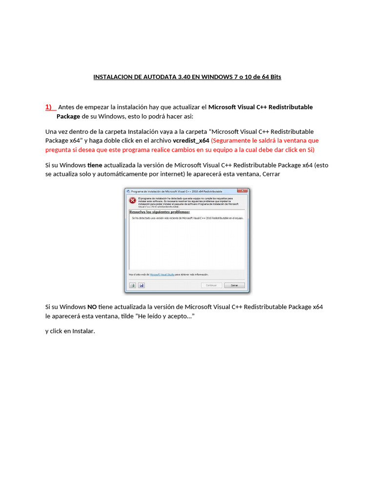 Manual Instalacion Win7 y Win10 AutoData 64bit | PDF