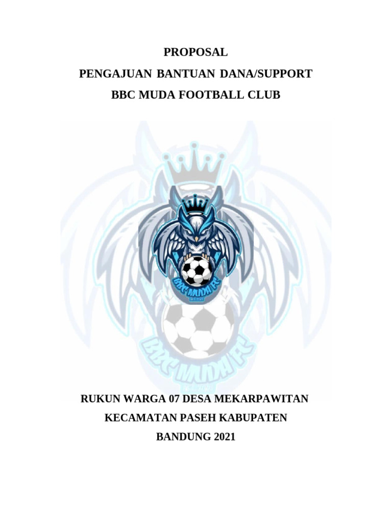 Proposal Pengajuan Bantuan Dana Sepak Bola BBC MUDA FC | PDF