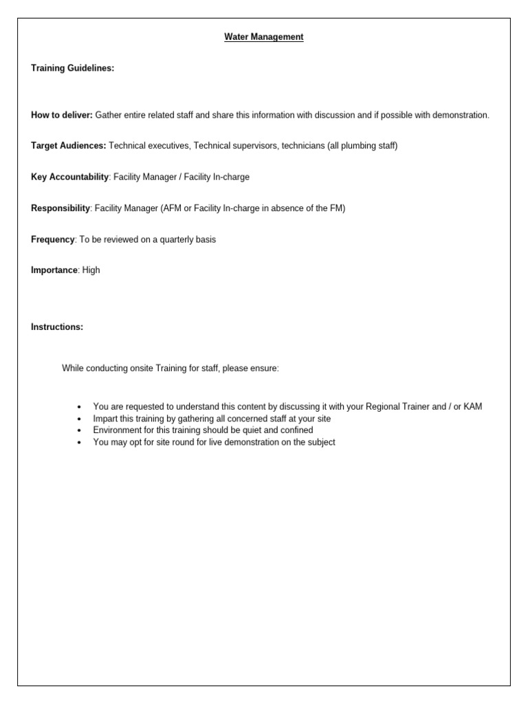 Water Management - Training Content | PDF