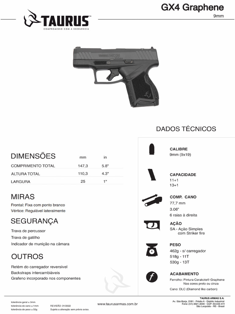 Pistola Taurus G x4 Graphene 9mm | PDF