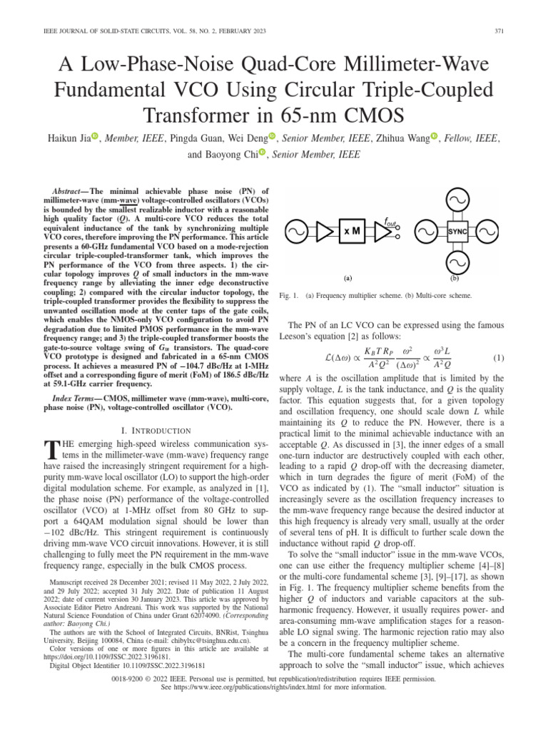 2023 A - Low-Phase-Noise - Quad-Core - Millimeter-Wave - Fundamental - VCO - Using - Circular ...