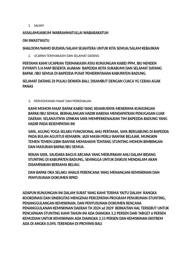 Pembukaan Kunker Studi Tiru | PDF