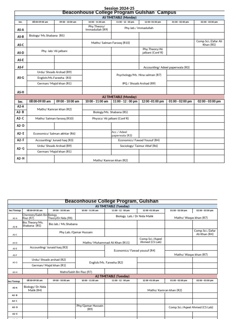 Academic Block 2024-25 Timetable (F) | PDF