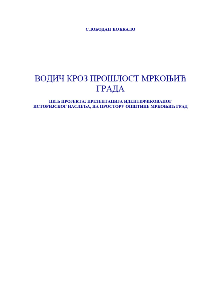 Vodic Kroz Mrkonjic Grad | PDF
