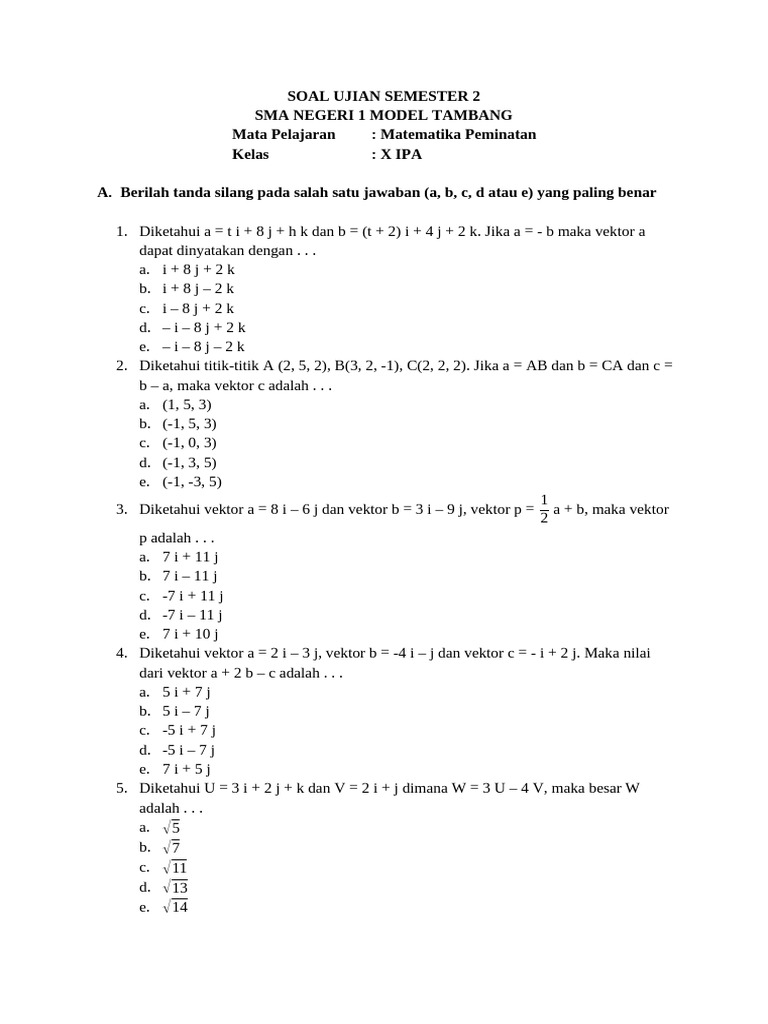 Soal Ukk MTK Minat X Ipa | PDF