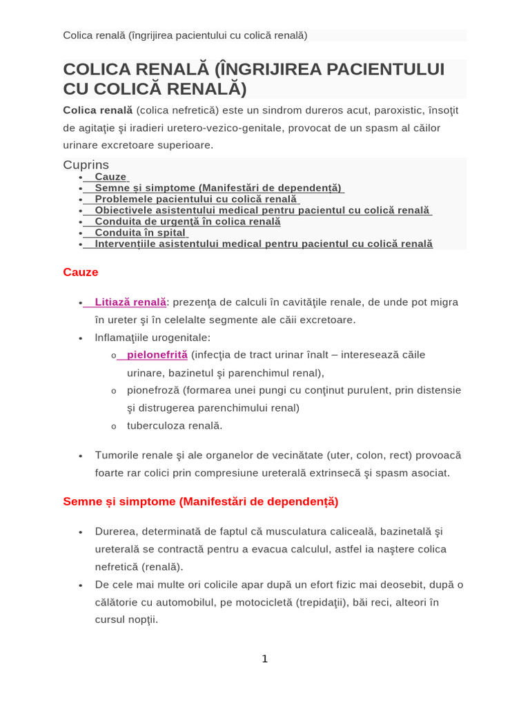 Colica Renală | PDF