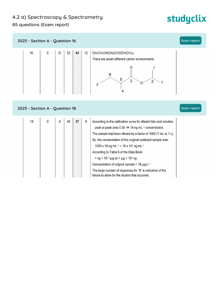 4.2 a) Spectroscopy & Spectrometry Questions With Exam-report | PDF