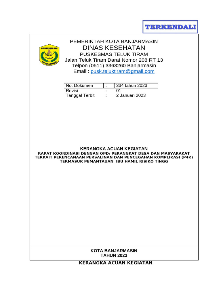 KAK Orientasi P4K 2023 | PDF