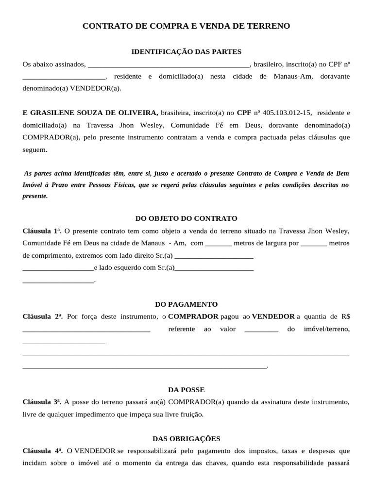 Contrato de Compra e Venda Terreno | PDF | Direito