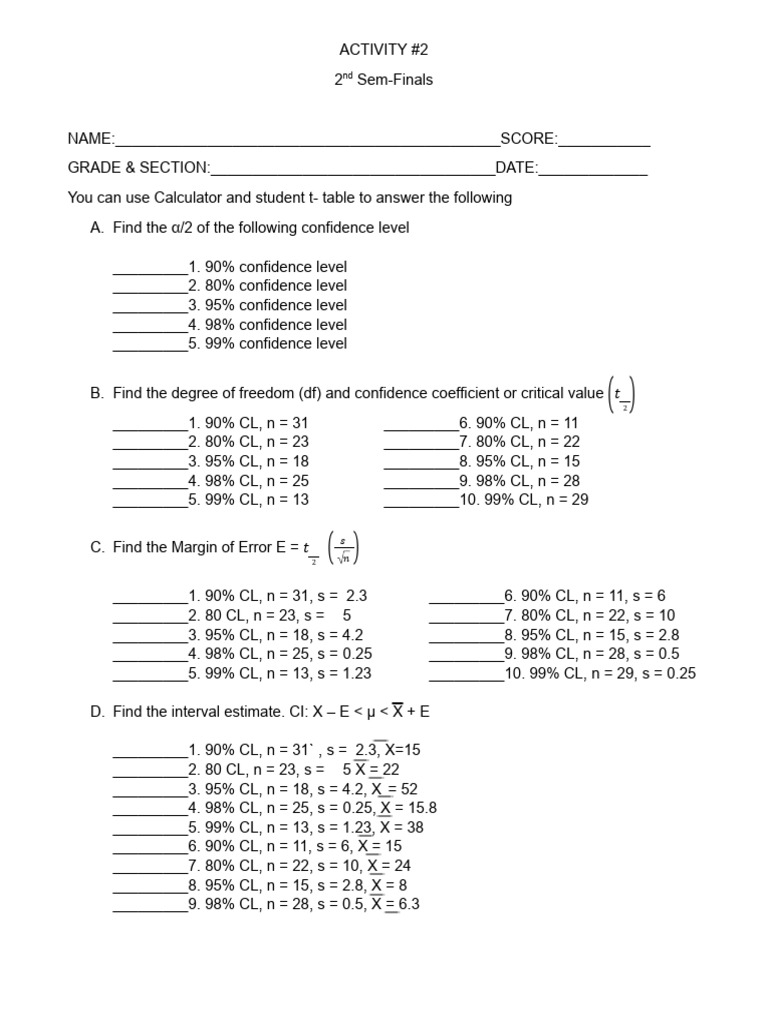 ACTIVITY1 2nd Sem | PDF | Confidence Interval | Teaching Methods ...