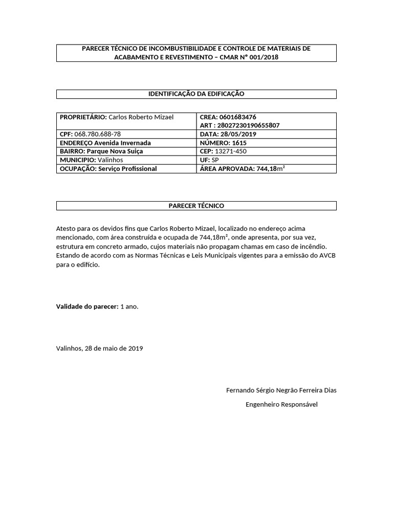 Modelo CMAR SP | PDF