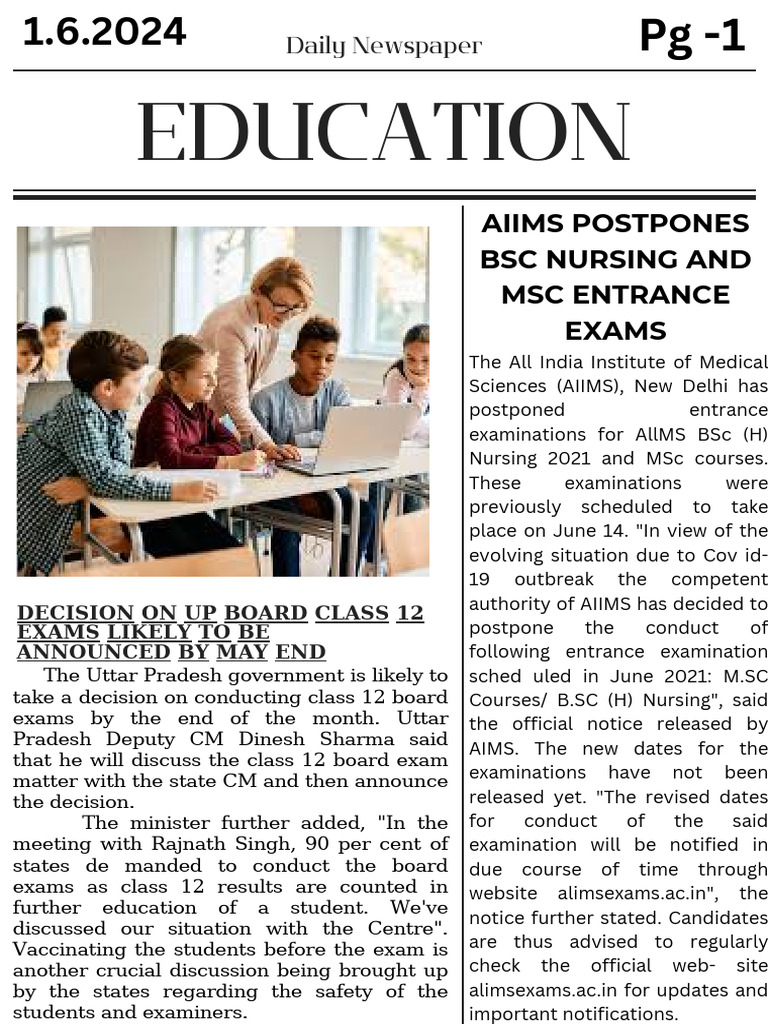 Daily Newspaper From The Acedenmic | PDF