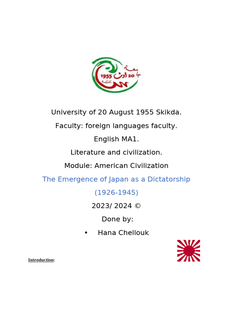 The Rise of Japanse Dictatorship (1926-1945) | PDF