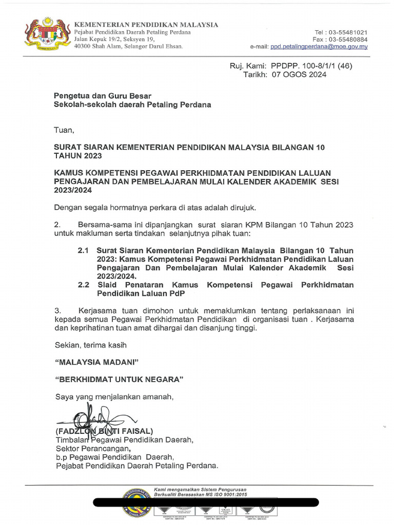 Surat KPM Bil.10 - SGM2.0 | PDF