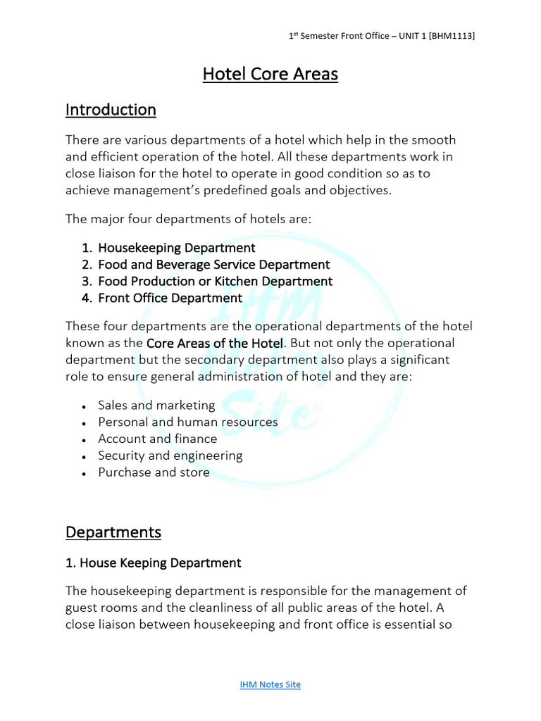 1.2 Hotel Core Areas | PDF