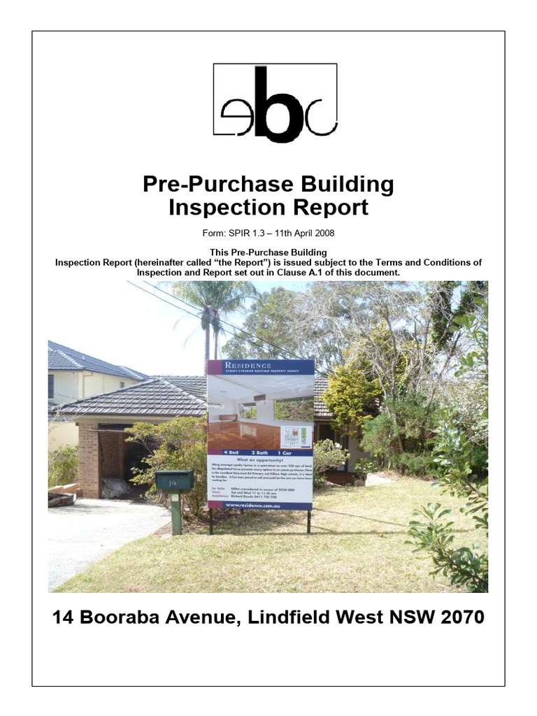 SAMPLE Building Report 14 Booraba Ave Lindfield West | PDF