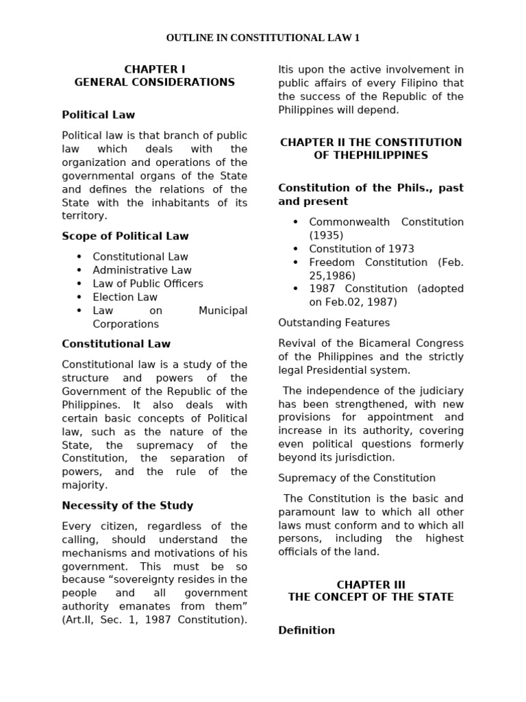 Constitutional Law I Reviewer (Cruz) | PDF