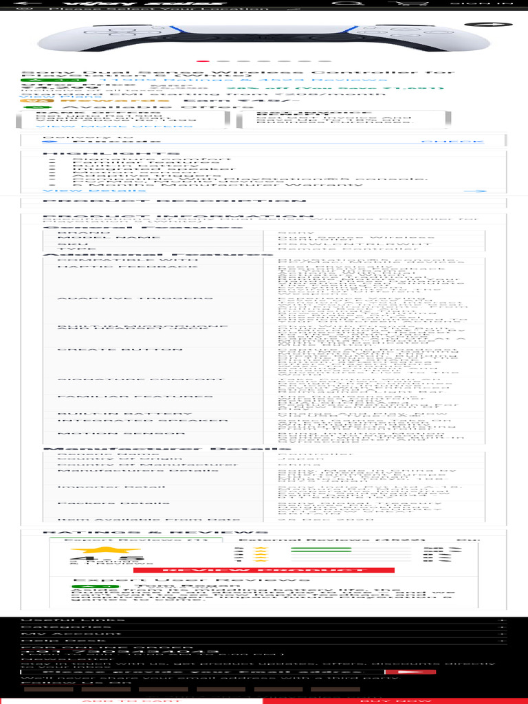 Sony Dual Sense Wireless Controller For PlayStation 5 (White) Vijay ...