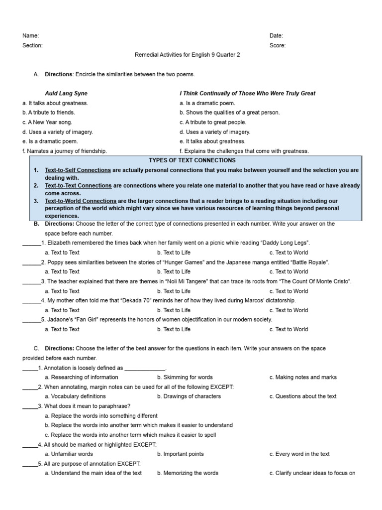 Remedial Activities 2nd G9 2022 | PDF