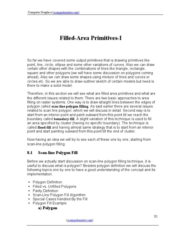 Computer Notes Filled Area Primitives I | PDF | Polygon | Vertex (Geometry)