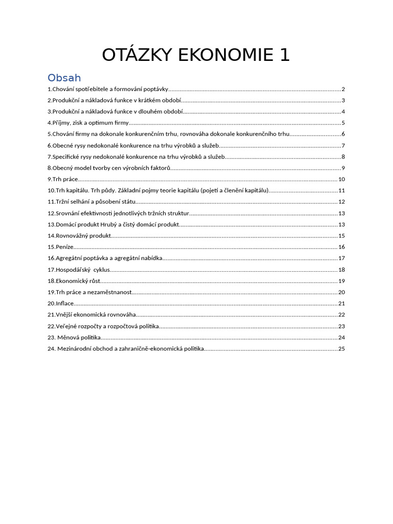 Otazky Ekonomie 1 2022 | PDF