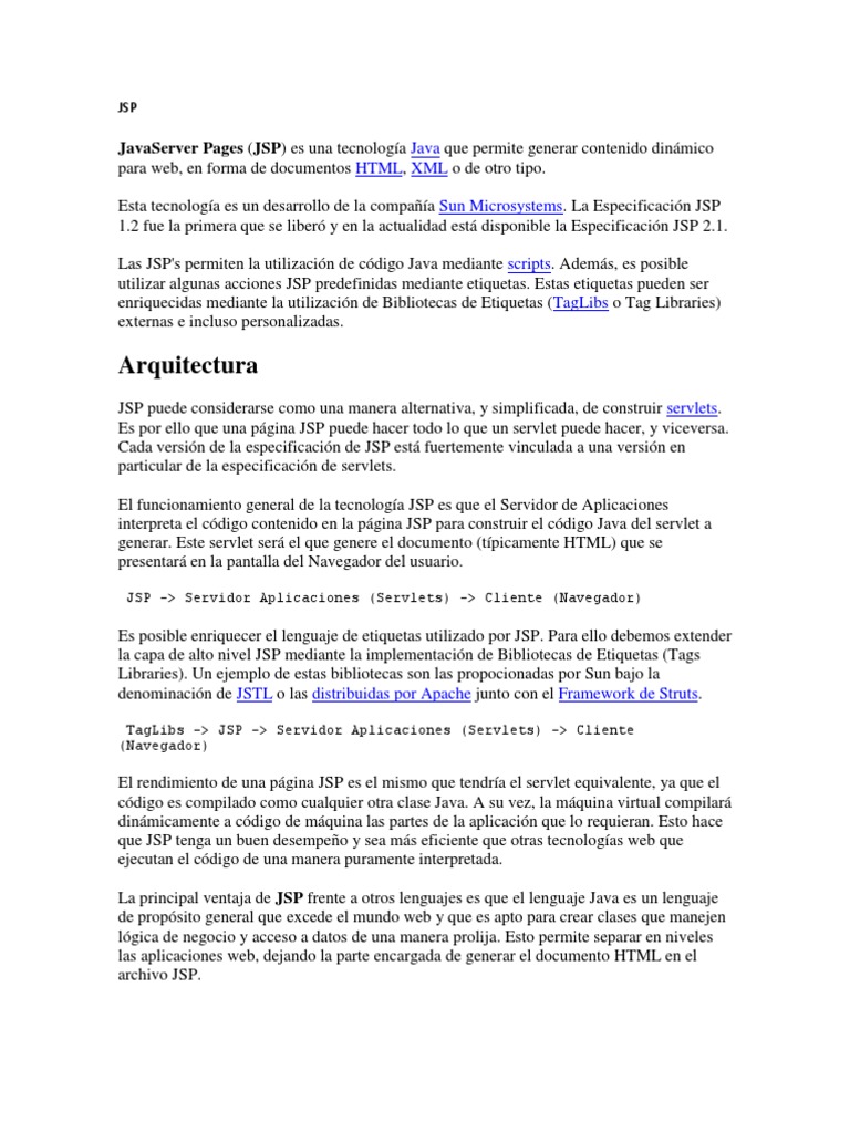 JSP | PDF | Páginas del servidor Java | Plataforma Java