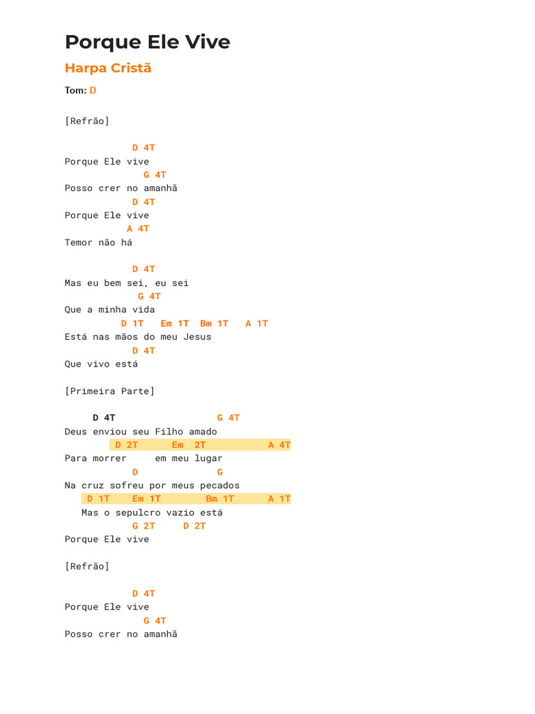 Porque Ele Vive - CIFRA | PDF