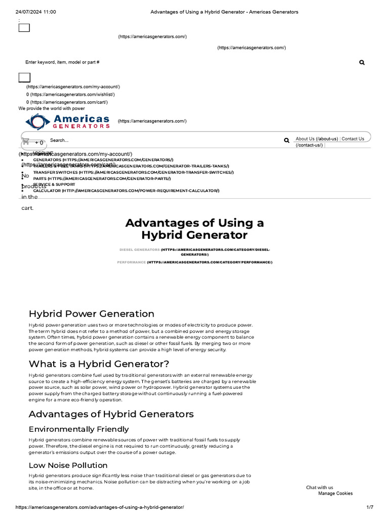 Advantages of Using A Hybrid Generator - Americas Generators | PDF