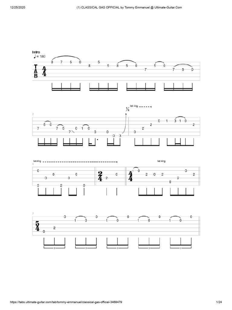 Tommy Emmanuel Classical Gas Tabs | PDF