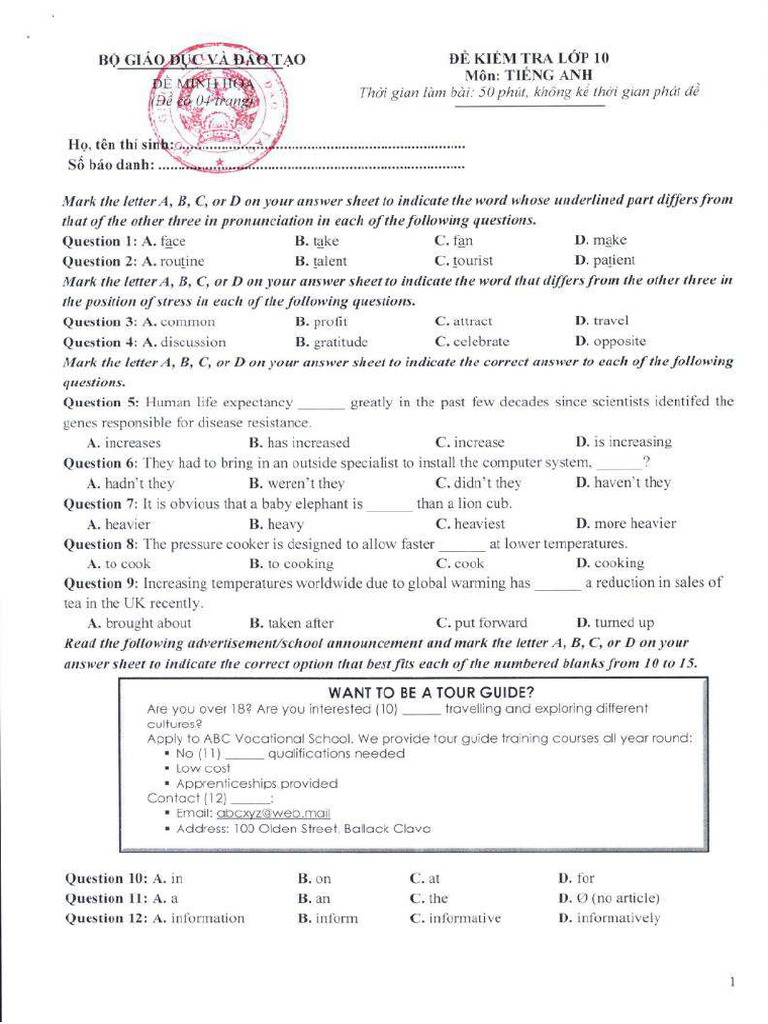 De Minh Hoa Tieng Anh 2025 1 | PDF