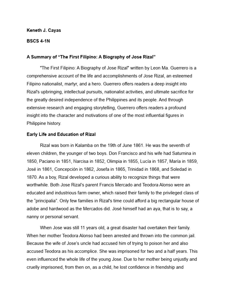 The First Filipino A Biography of Jose | PDF