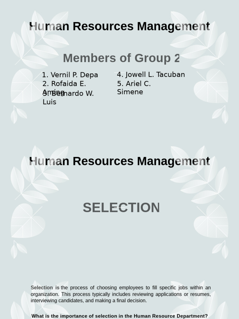 Power Point Presentation Group 2 Human Resources Management | PDF