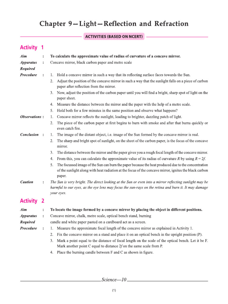 Cbse Cl10 Together Science Ncert Activities CH 9 | PDF