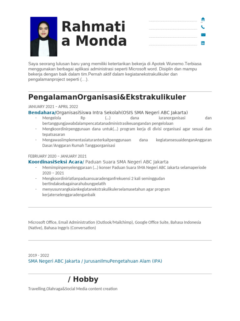 FREE TEMPLATE CV Lulusan SMA by Vina Muliana | PDF