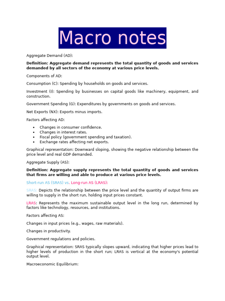 Macro Notes | PDF | Macroeconomics | Finance & Money Management