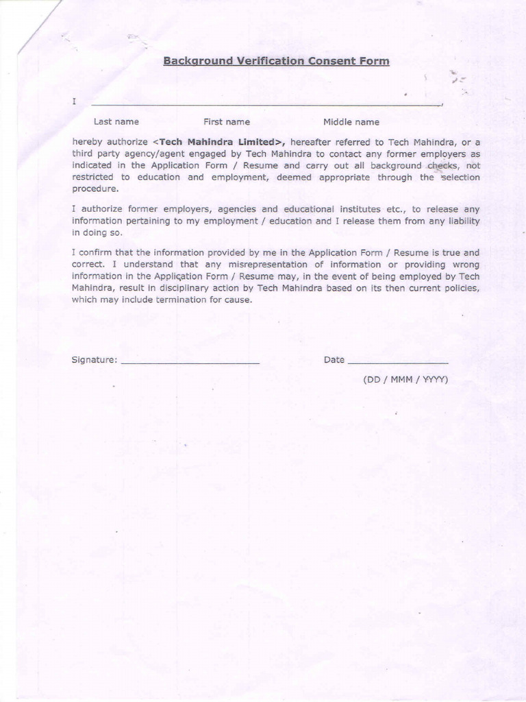 BV Consent Form - Blank Template | PDF