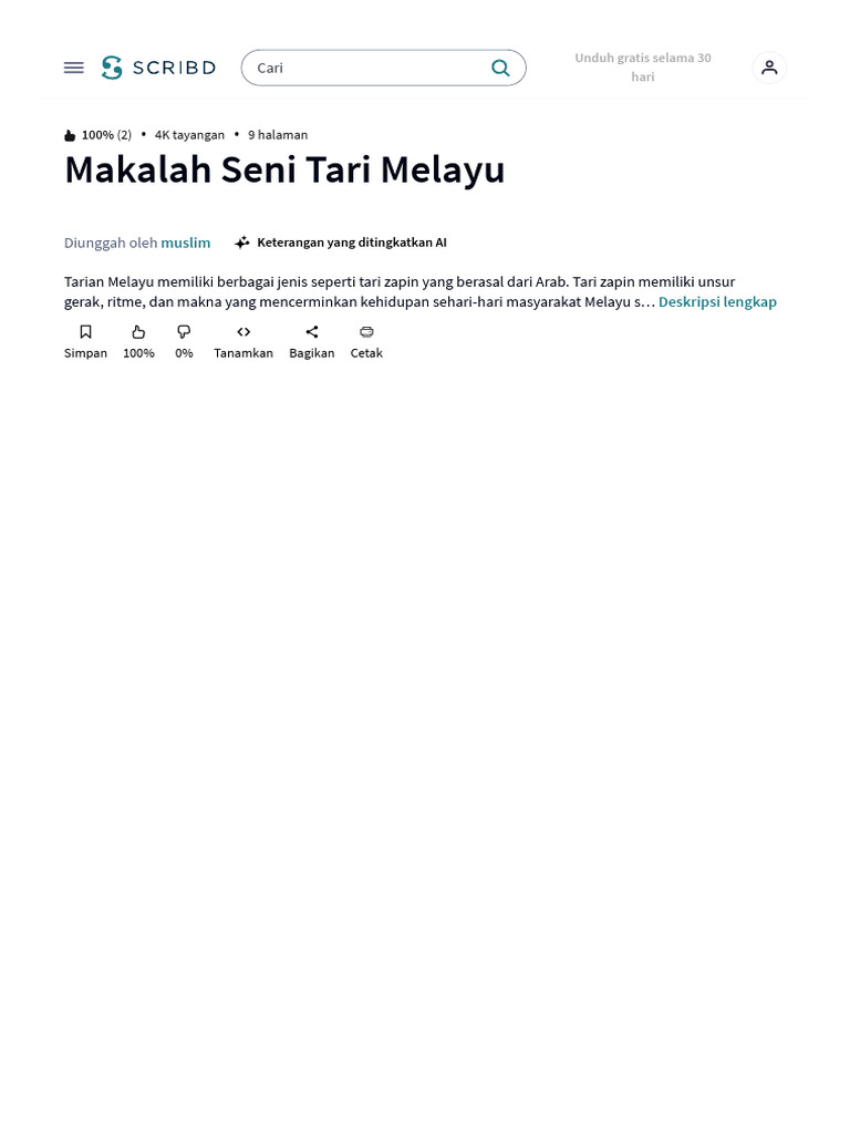Makalah Seni Tari Melayu - PDF | PDF