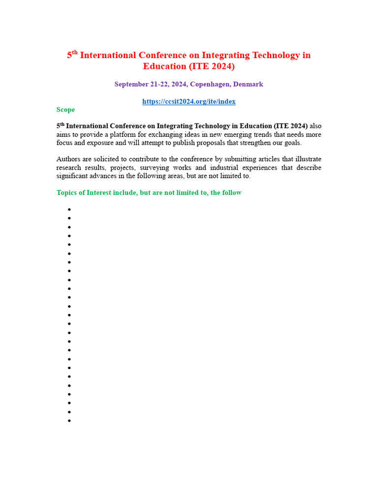 5th International Conference On Integrating Technology in Education ...