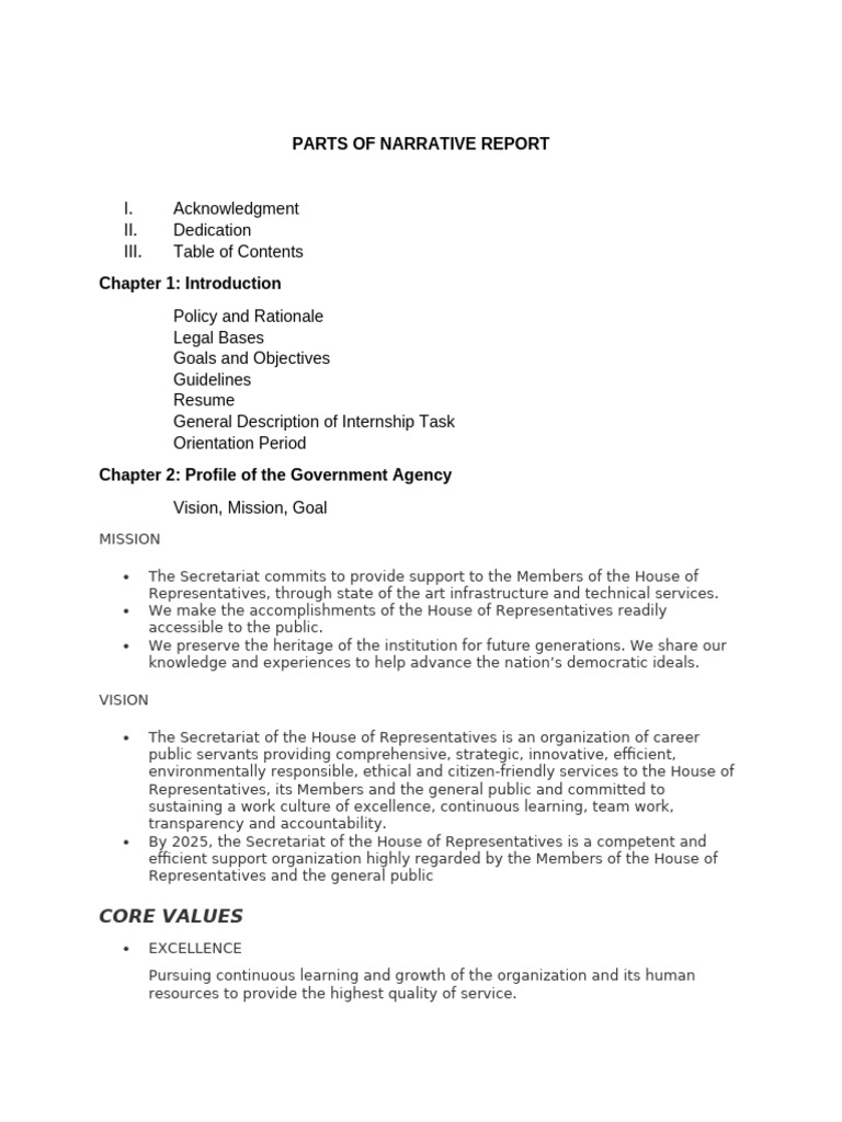 Parts of Narrative Report | PDF