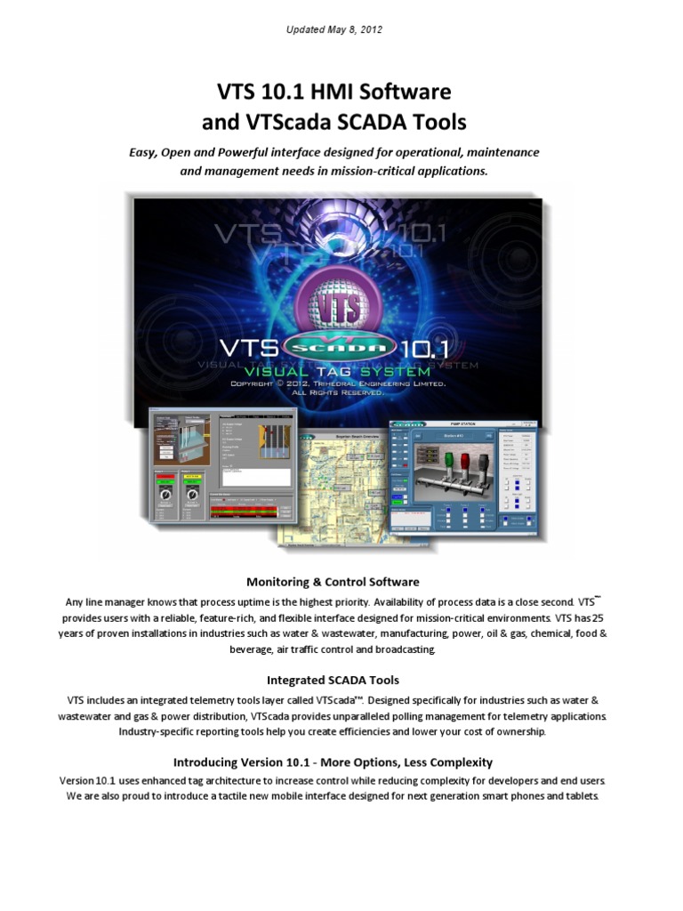Datasheet VTS / VTScada Version 10.1 | PDF | Scada | Operating System