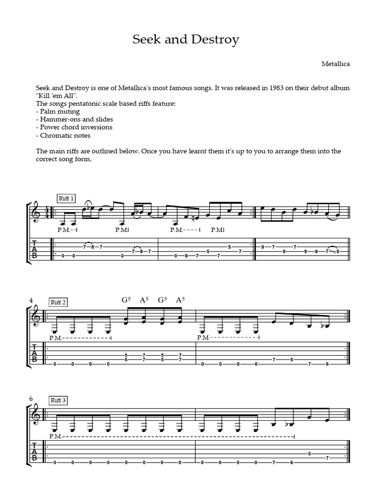 Seek and Destroy Guitar Tutorial | PDF