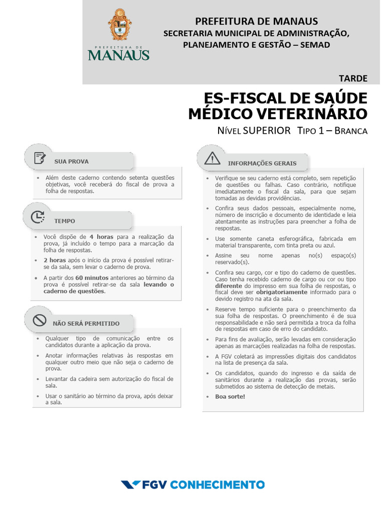 Prova Vet FGV 2022 | PDF