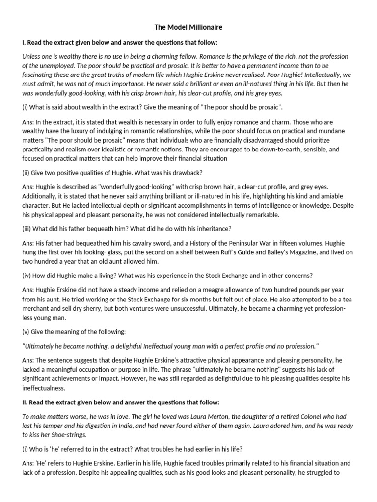 Model Millionaire Q&A | PDF