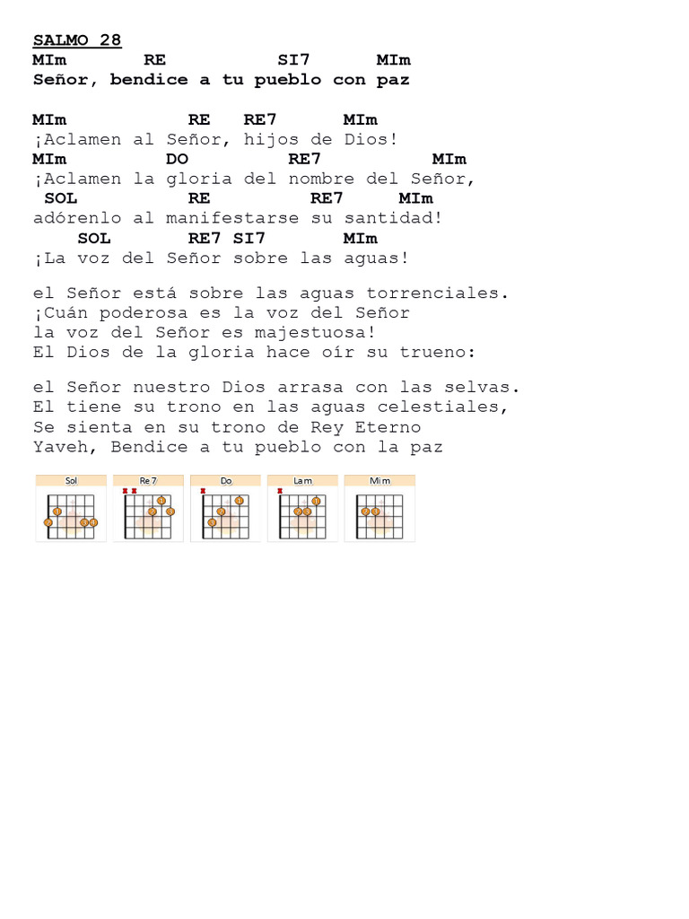Salmo 28 Señor Bendice A Tu Pueblo Con La Paz | PDF