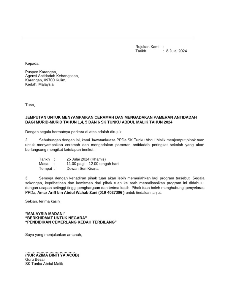 Surat Jemputan Aadk Pdf