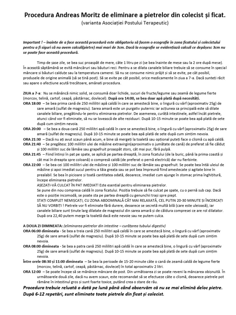 Procedura Andreas Moritz (Varianta APT) | PDF